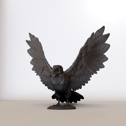 🐦 Raven spreading wings crowing stl・Archivo STL para Impresión 3D・Cults