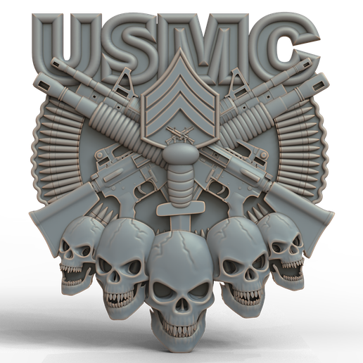 📁 3D Model STL File for CNC Router Laser & 3D Printer 1474. USMC・文件用于 3D 三维打印以及数控加工 - 激光切割・Cults