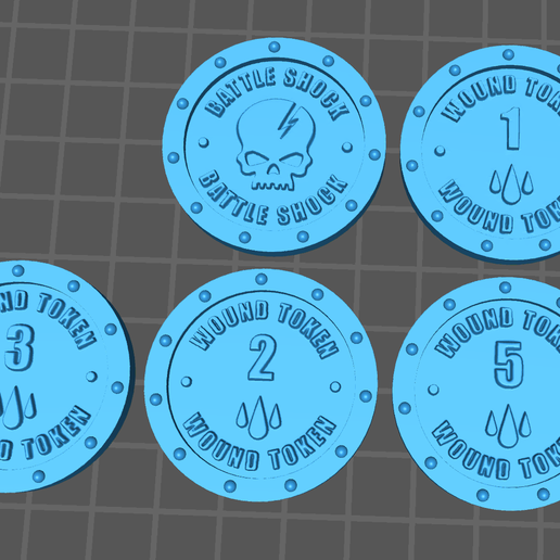 🔨 Battle Shock and Wound Tokens / Markers・ STL File for ・Cults