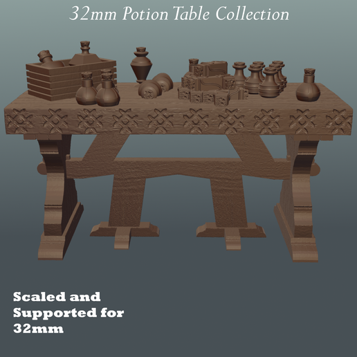 🧪 32mm Potion Table: Medieval Market Alchemist Terrain・ 3D File for 3D ...