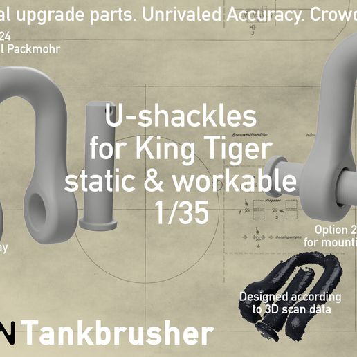 3D file 1/35 U-Shackles / Tow Shackles for the King Tiger #352412005 🤴 ...