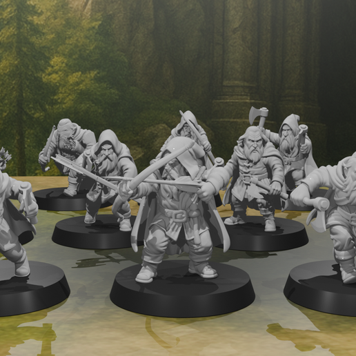 🎲 Dwarven Scouts – Miniature Set・ STL File for 3D printing・Cults