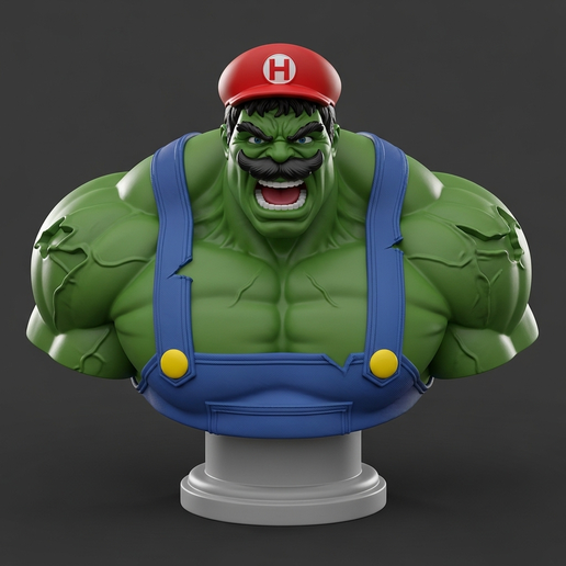 👤 Super Smash Hulk – Hulk × Mario Mashup Bust STL for 3D Printing・ STL ...
