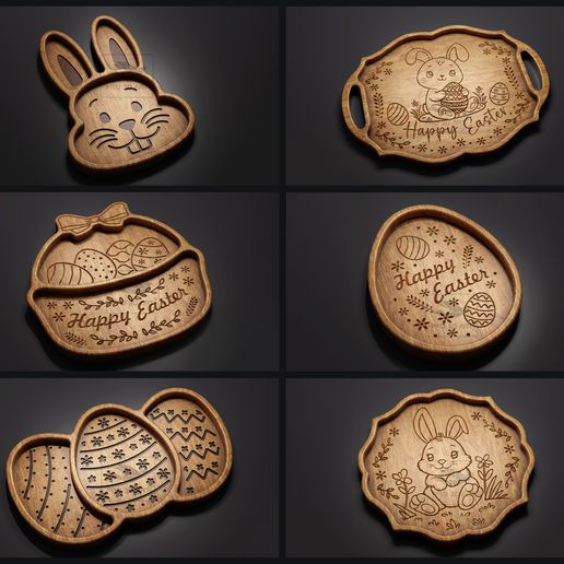 🪵 Easter Trays Pack - CNC Files for Wood (svg, dxf, eps, ai, pdf)・ 3D ...