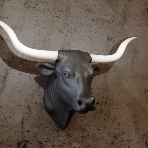 🐂 texas longhorn bull head wall mount・ STL File for 3D printing・Cults