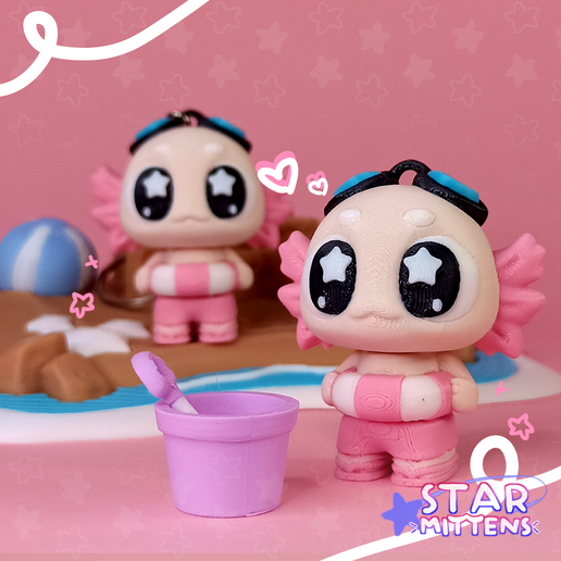 🦎 Cute Flexi Summer Axolotl Beach Play Set・ 3D File for 3D printing・Cults