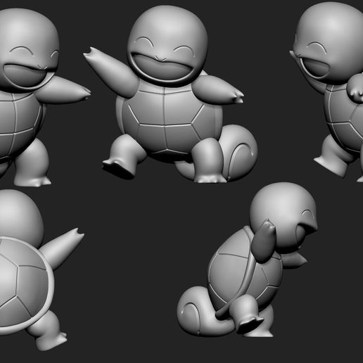 🐉 Pokemon - Squirtle with 3 different poses・Archivo STL para ・Cults