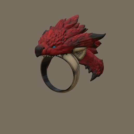 💍 RATHALOS RING JEWELRY RED DRAGON RING 3D PRINT MODEL・ STL File for ・Cults
