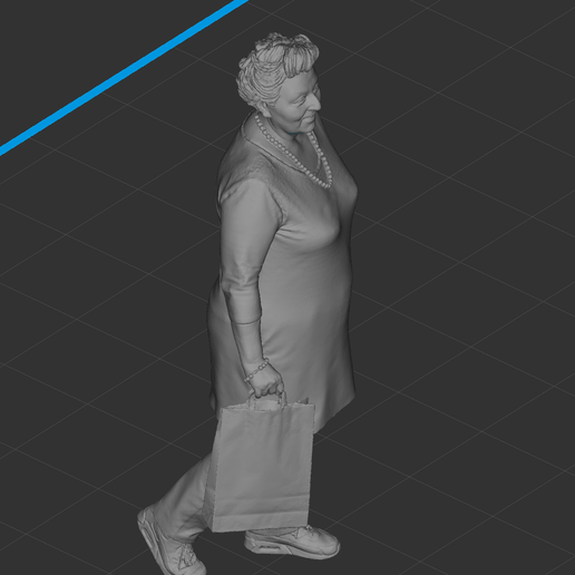 👴 Miniature scene character model of an old lady walking with shopping ...