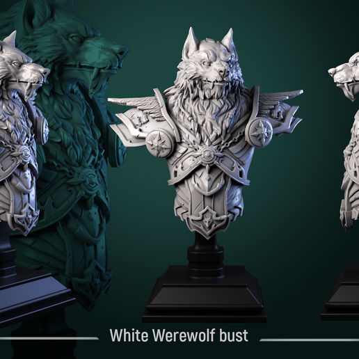🐺 White Werewolf bust pre-supported・ 3D File for 3D printing・Cults
