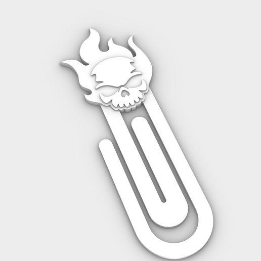 📎 Paperclip Skull on fire - bookmark - 3MF pre-painted , STL・ STL File ...