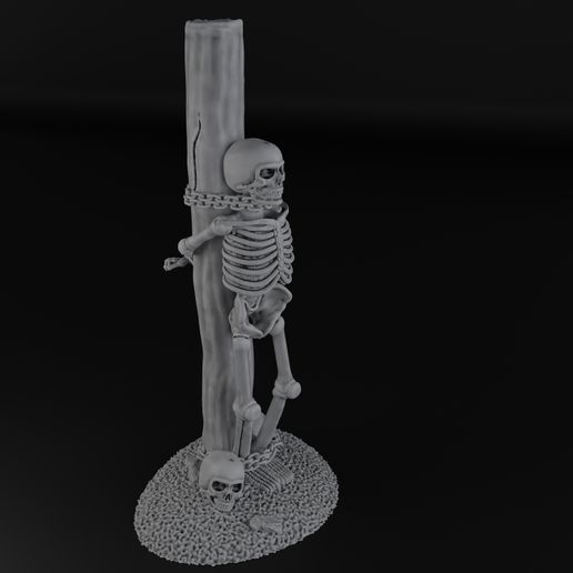 💀 skeleton chained to post wargames 3d model・Free STL File for ・Cults