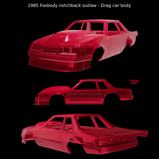 🚗 1985 Foxbody notchback outlaw - Drag car body・ STL File for 3D ...