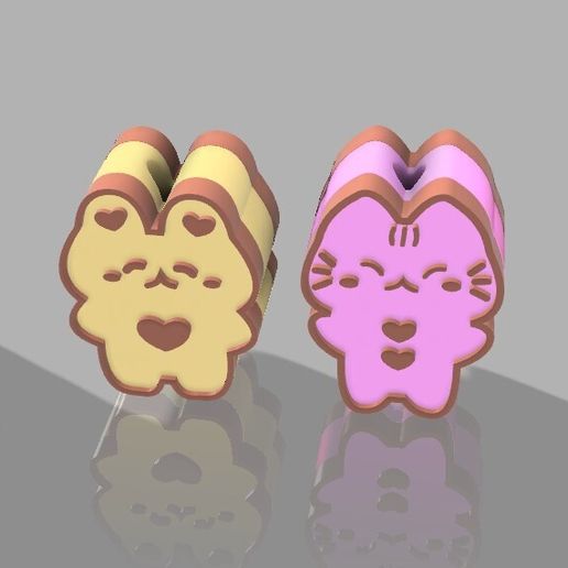 🧸 strawtopper galleta de gatito y osito・Archivo 3MF para Impresión 3D・Cults