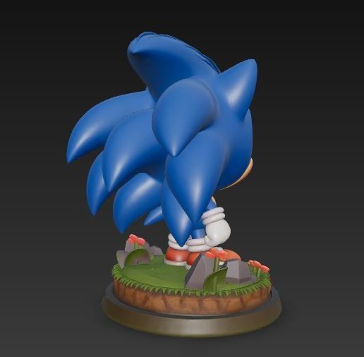 🤖 sonic chibi diorama・ STL File for 3D printing・Cults