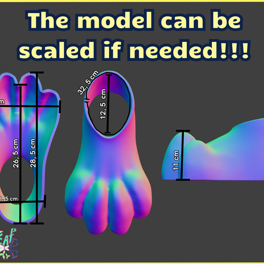🐺 Fursuit Plantigrade Feetpaws Base 3D Model STL – Canine, Wolf, Cat ...