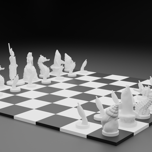 ♟️ Aquatic themed chess set・ STL File for ・Cults