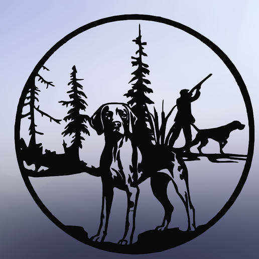 STL file Hunter with Two Hunting Dogs - Line Art 🏹 ・3D printable model ...