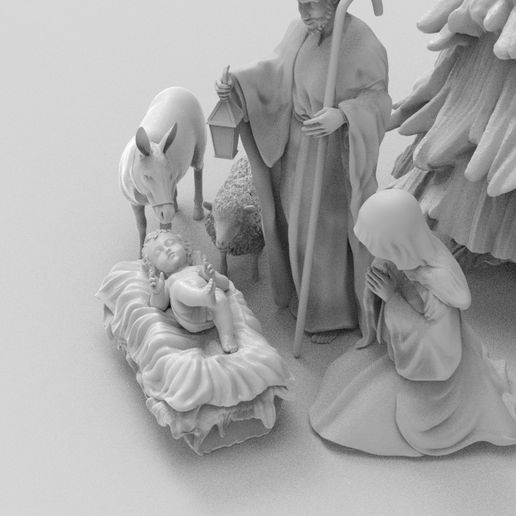 STL file Nativity Crib figures 3D print model HOLY FAMILY STATUE 🎄 (OBJ ...