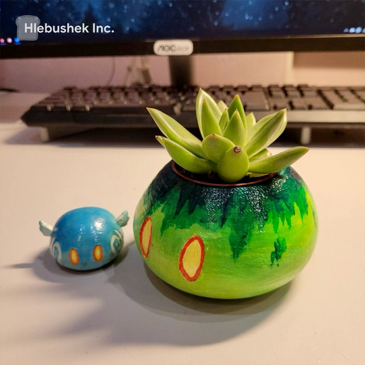 🪴 Genshin Impact - Dendro slime pot・Free STL File for 3D printing・Cults