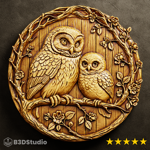 🦉 Owl Relief for CNC Laser and 3D Print STL File and 4K Grayscale TIF - High Detail 3D Model・ 3D ...