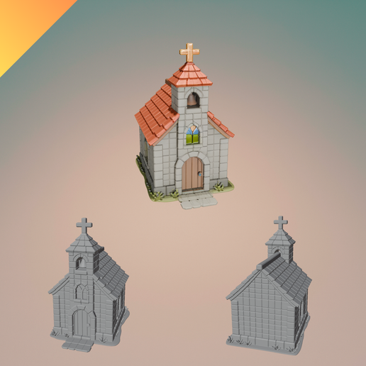 ⛪ Edificio de iglesia estilizado - Capilla imprimible en 3D Modelo STL con campanario・Archivo ...