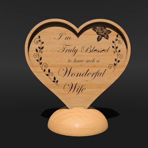 💜 Truly Blessed Wonderful Wife Heart Plaque, decor stand, rose and ...