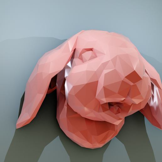 Fichier STL bunny rabbit head low poly wall mount mouth open stl 🐇 ...