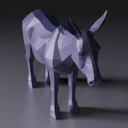 🐉 Donkey low-poly figurine・ STL File for 3D printing・Cults