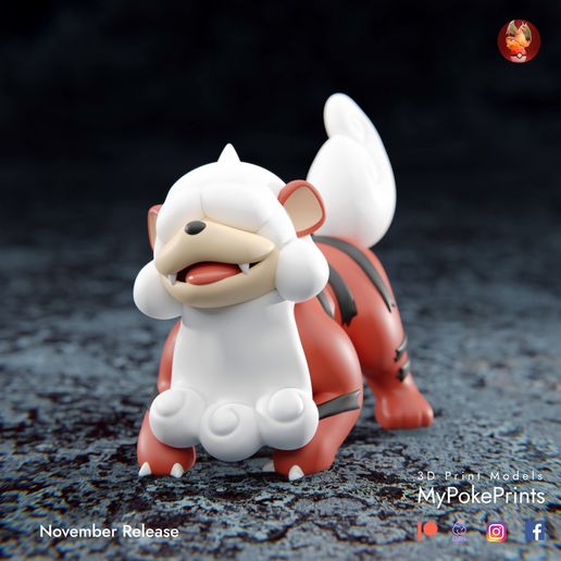 👽 Hisuian Growlithe - presupported・ 3D File for ・Cults