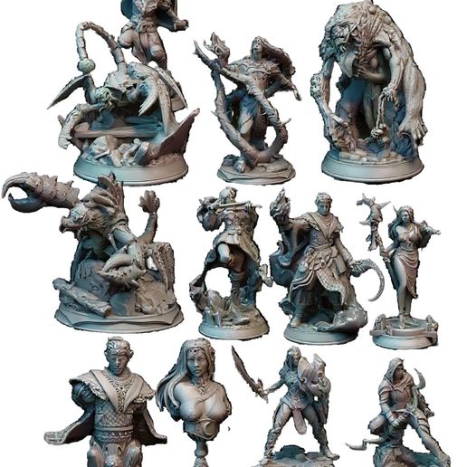 🎲 Pack Miniature RPG Drow of the deep dnd Tabletop PathFinder 3D print ...
