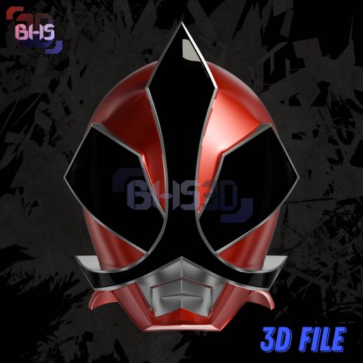3D file Shinkenger Red Super Mega mode Helmet 3D STL File 🪖 ・3D print ...