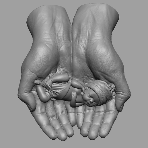 🤲 hands carrying sleeping baby・ STL File for ・Cults