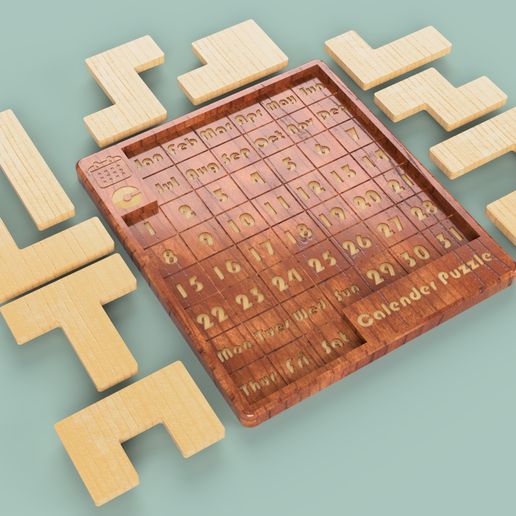 🧩 Calender Puzzle・ STL File for 3D printing・Cults