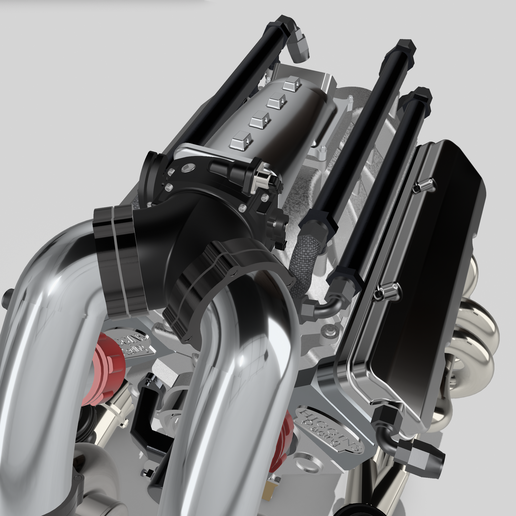 🏎️ Twin Turbo SBC V8 Complete Scale Model・ STL File for 3D printing・Cults