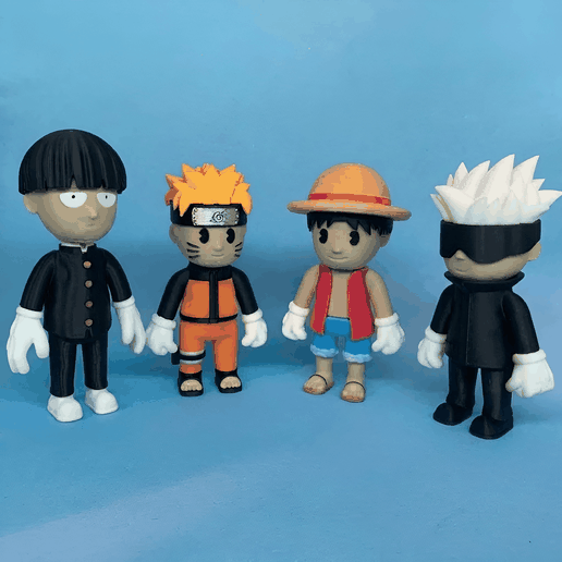 👾 Naruto, Gojo, Luffy, Mob | Multi-Part Anime Figures・ STL File for 3D ...