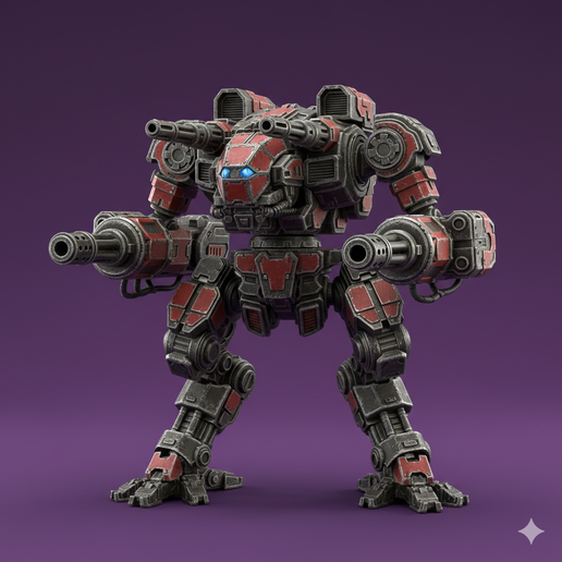 🤖 Single STL Armored Twin-Cannon Battle Mech - Sci-Fi Walker Robot STL ...