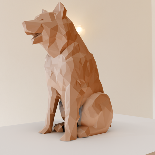 STL file shiba inu sitting smiling low poly stl 🐕 ・3D printer design to ...