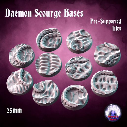 STL file Daemon Scourge Bases - 25mm 🎲 ・Model to download and 3D print ...
