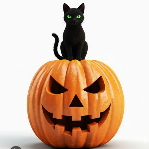 🎃 Halloween pumpkin cat・ STL File for 3D printing・Cults