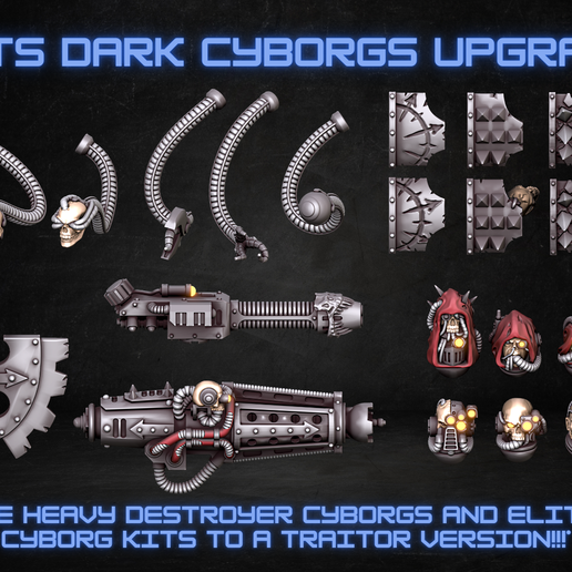 🎲 Dark Cyborgs Upgrade kit PRESUPPORTED・ 3D File for 3D printing・Cults
