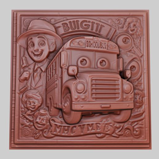 🪄 The Magic School Bus 3d printer relief medallion obj stl・ 3D File for ...
