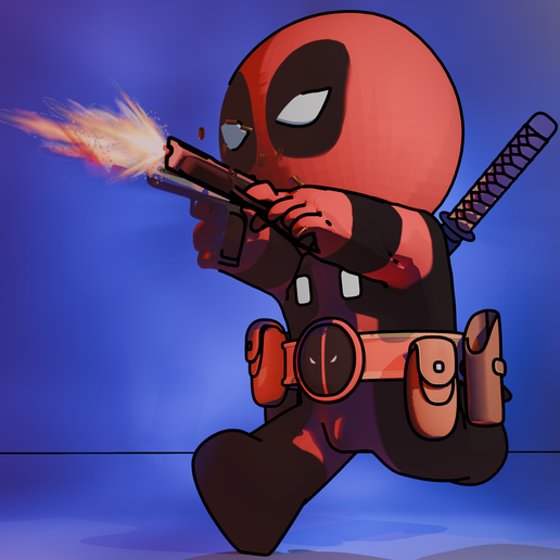 STL file deadpool shooting left and right, without caring who he hits ...