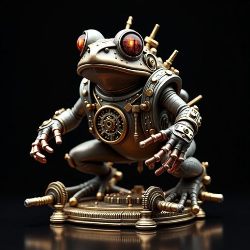 🐸 Steampunk Mecha Frog - Mechanical Amphibian Statue・ STL File for 3D ...
