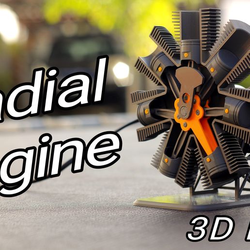 🚗 7 cylinder radial engine・ STL File for ・Cults