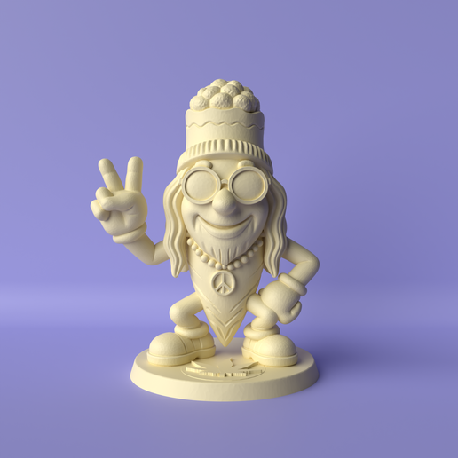 🗿 Bluntito – Hippie Weed Mascot Sculpture・ STL File for 3D printing・Cults
