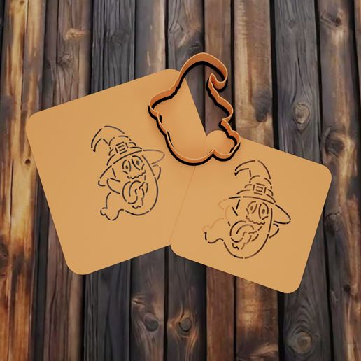 🎃 Stencil Halloween #22 "Fantasma Loco"・Archivo STL para Impresión 3D・Cults