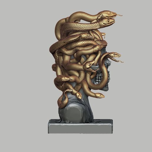 STL file Medusa Skull snake bust, Cyborg Medusa Skull snake bust ...