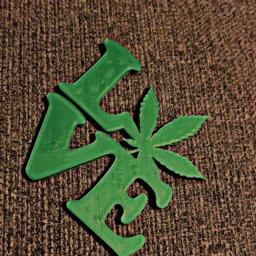 ️‍🔥 Love Weed Leaf Sign・ STL File for ・Cults