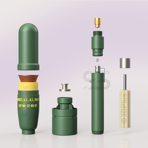 🚀 United States WW2 Bazooka M6A3 HEAT Rocket・ STL File for 3D printing ...